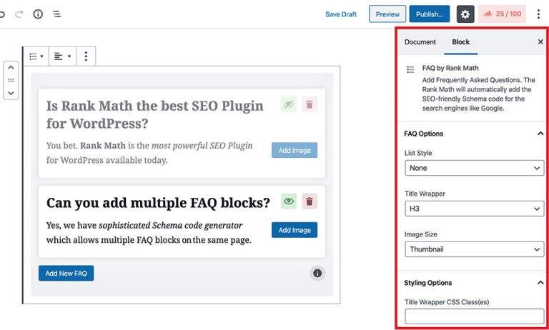آموزش افزودن FAQ Schema (سوالات متداول) با Rank Math - بهسازان هاست